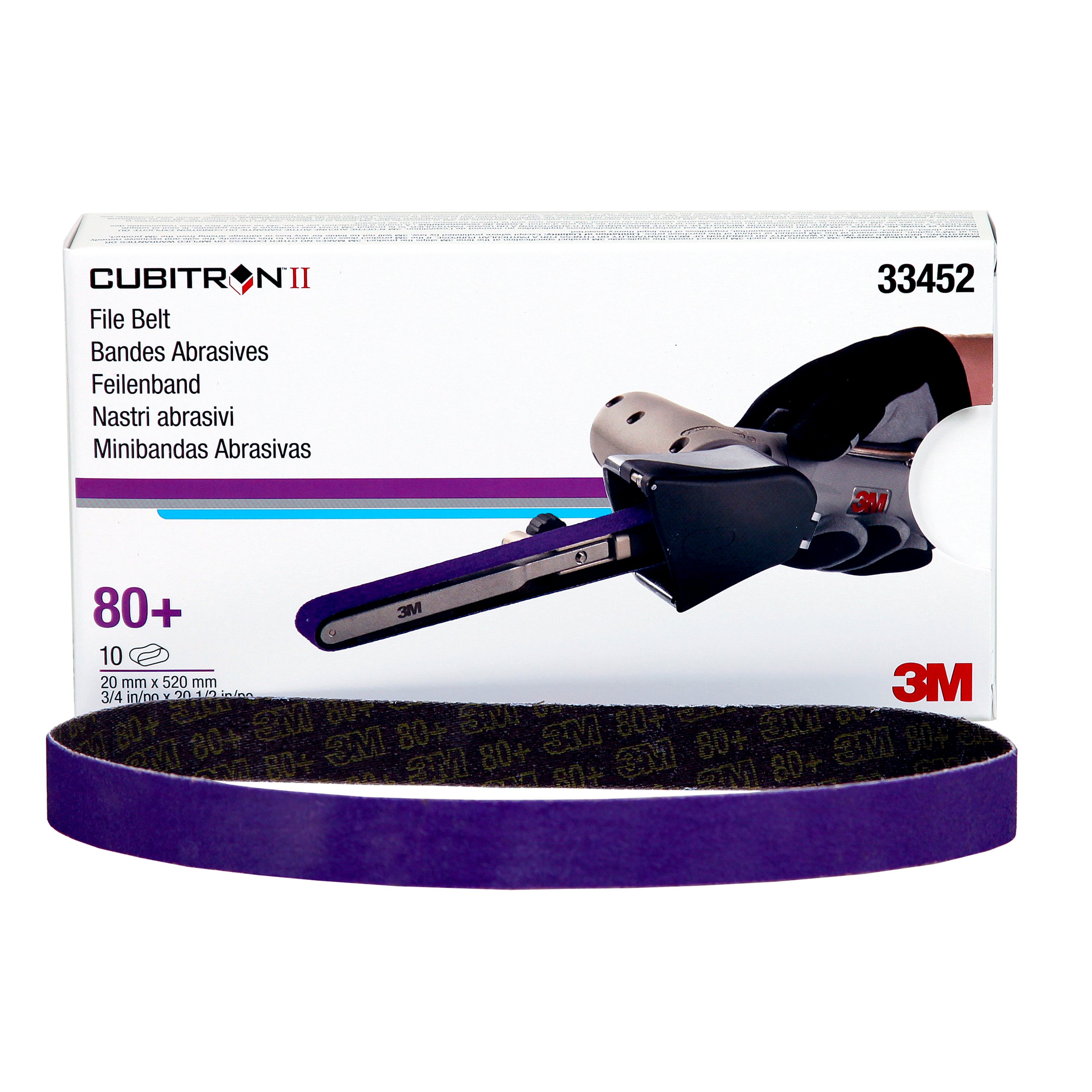 3M™ 33452 Cubitron II File Belt: 20mm x 520mm P80 - Box 10 | Linkup Online